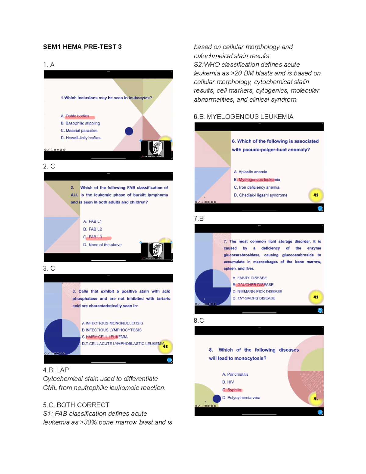 SEM1 HEMA Pretest 3 - Notes - SEM1 HEMA PRE-TEST 3 1. A 2. C 3. C 4 ...