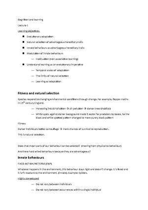 Lecture 1 episodic memory - Lecture 1: Episodic memory: Learning objectives: Describe what - Studocu
