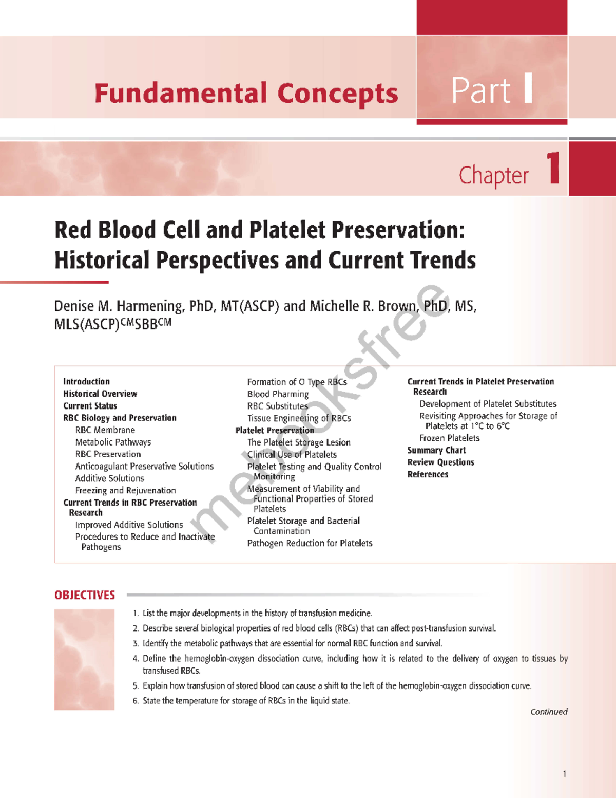 Chapter 1 Harmening (Book) - Fundamental Concepts Chapter 1 Red Blood ...