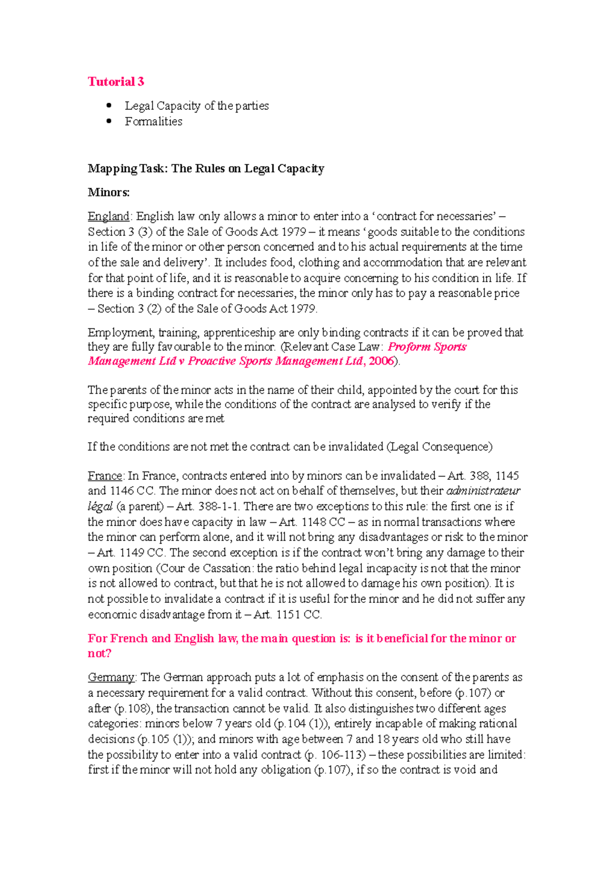 Tutorial 3 Legal Capacity and Formalities - Tutorial 3 Legal Capacity ...