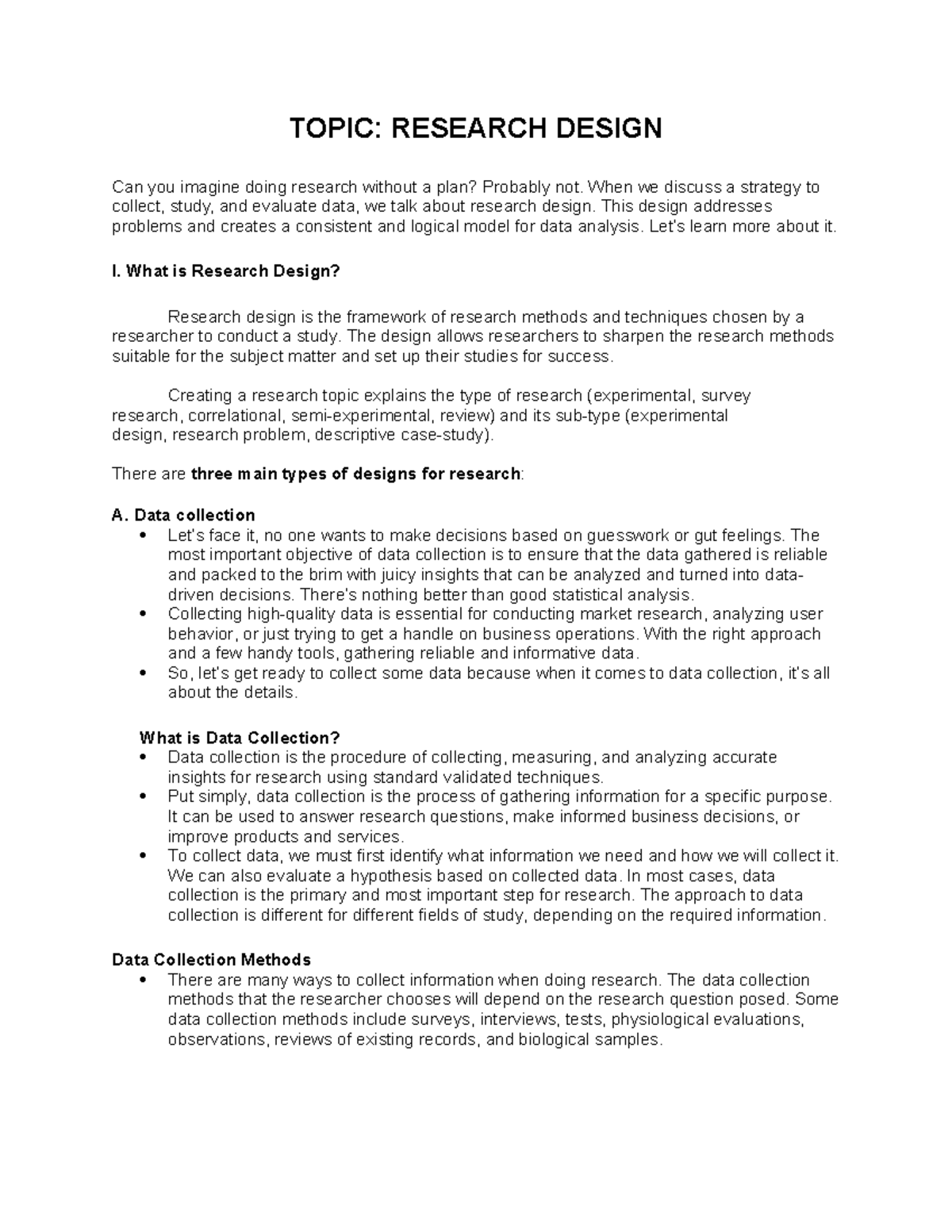RESEARCH DESIGN FOR INDUSTRIAL ARTS MANAGEMENT - 2024 -2025 - TOPIC ...