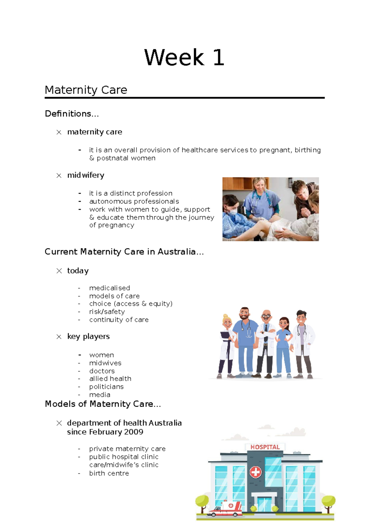 Maternal Care Notes wk 1 - Week 1 Maternity Care Definitions ...