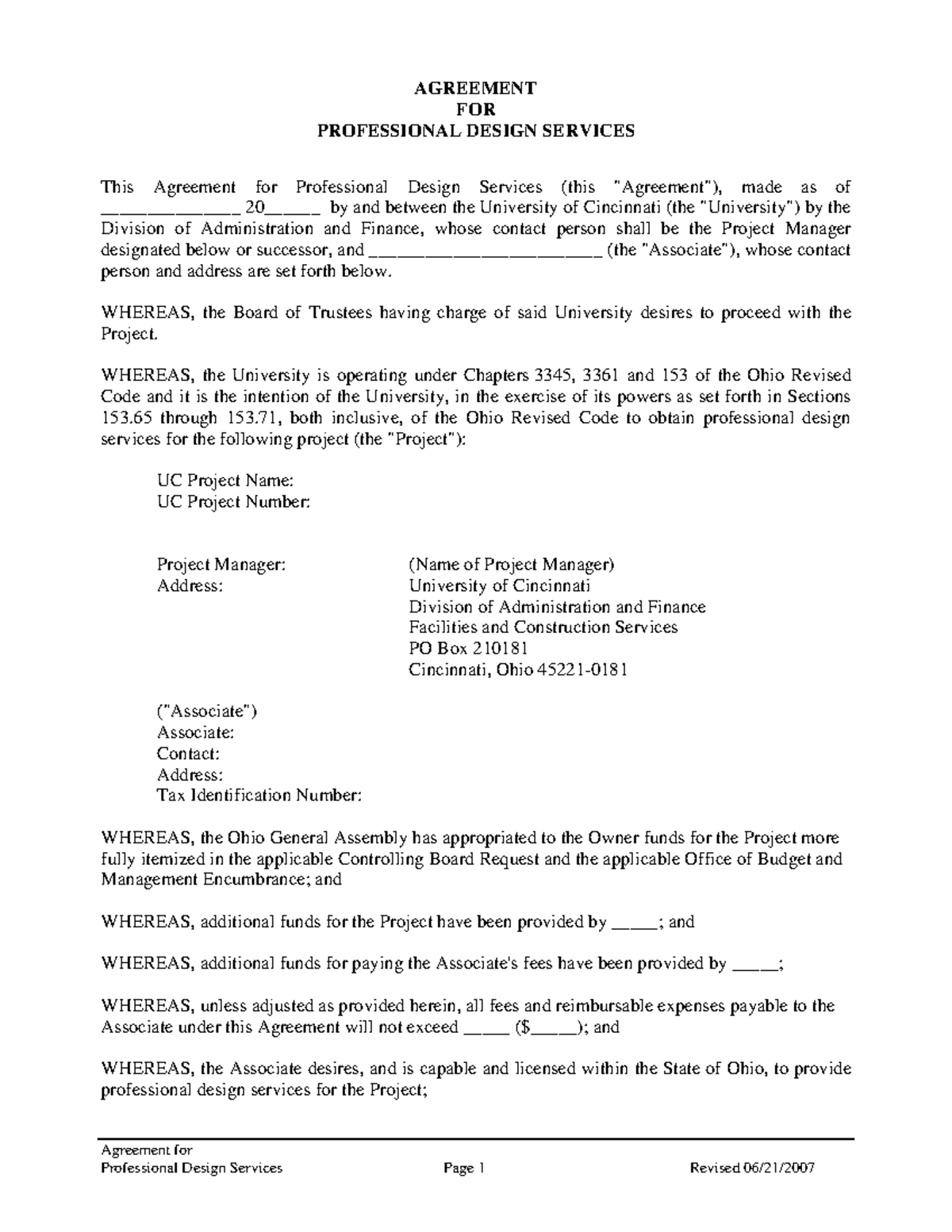 Aeagree - Architect Agreement - AGREEMENT FOR PROFESSIONAL DESIGN ...