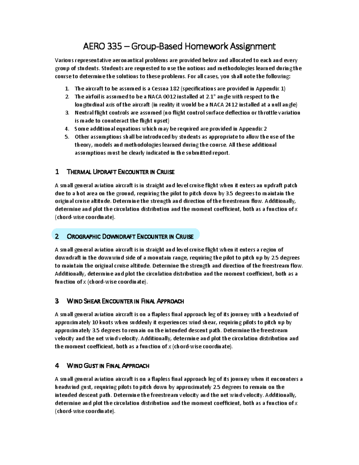 AERO 335 - Homework Assignment Description - AERO 335 – Group‐Based ...
