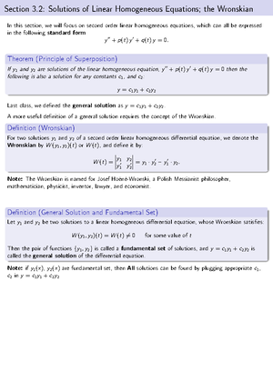 1.1.03 Examples Linear and Nonlinear ODE - Determine whether the ...