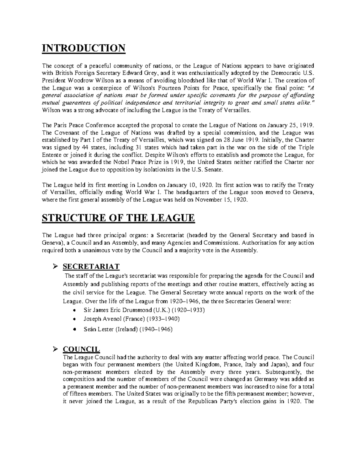 29396157 League of Nations Assignment - - Studocu