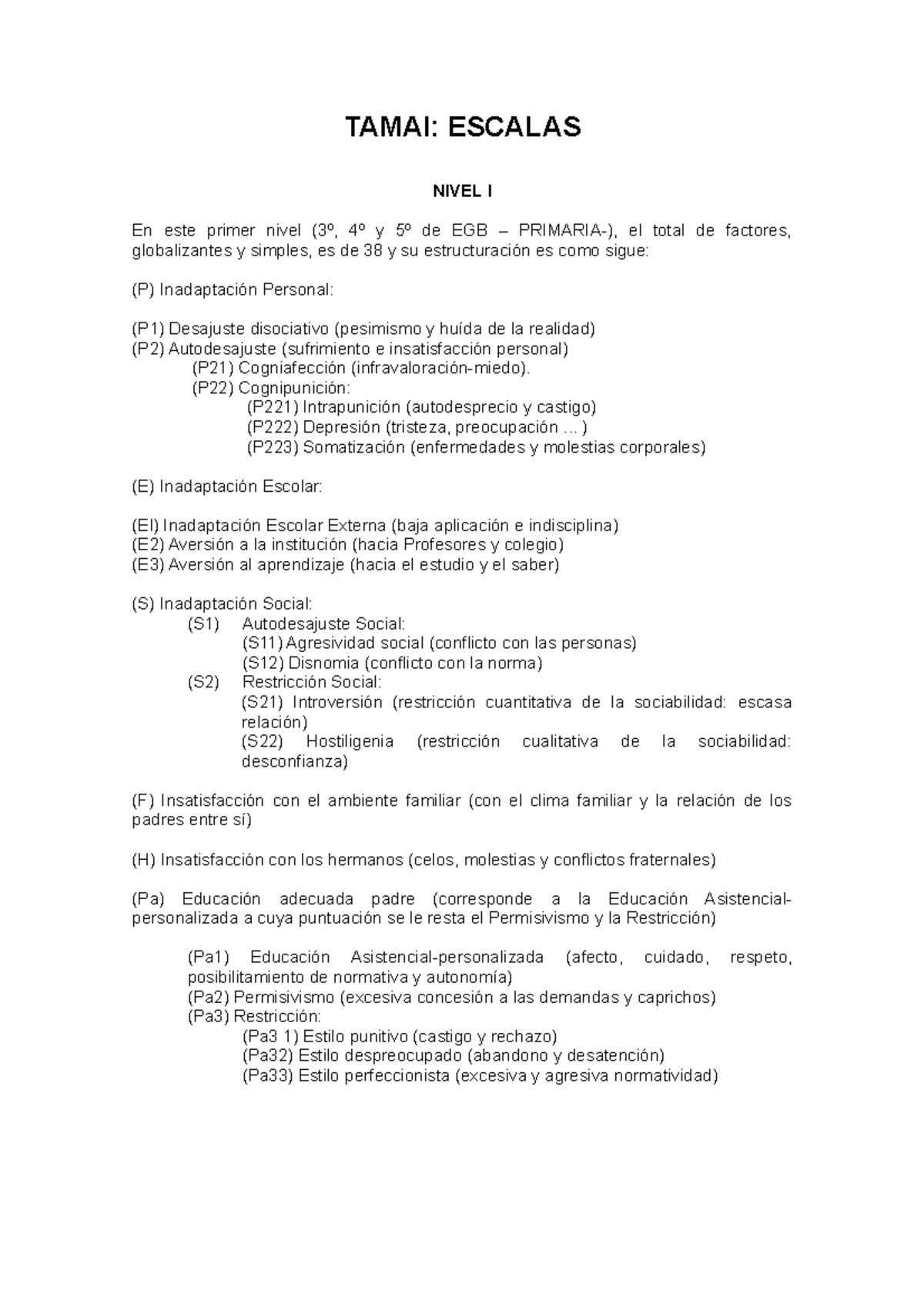 Tamai Escalas - TAMAI: ESCALAS NIVEL I En este primer nivel (3º, 4º y ...