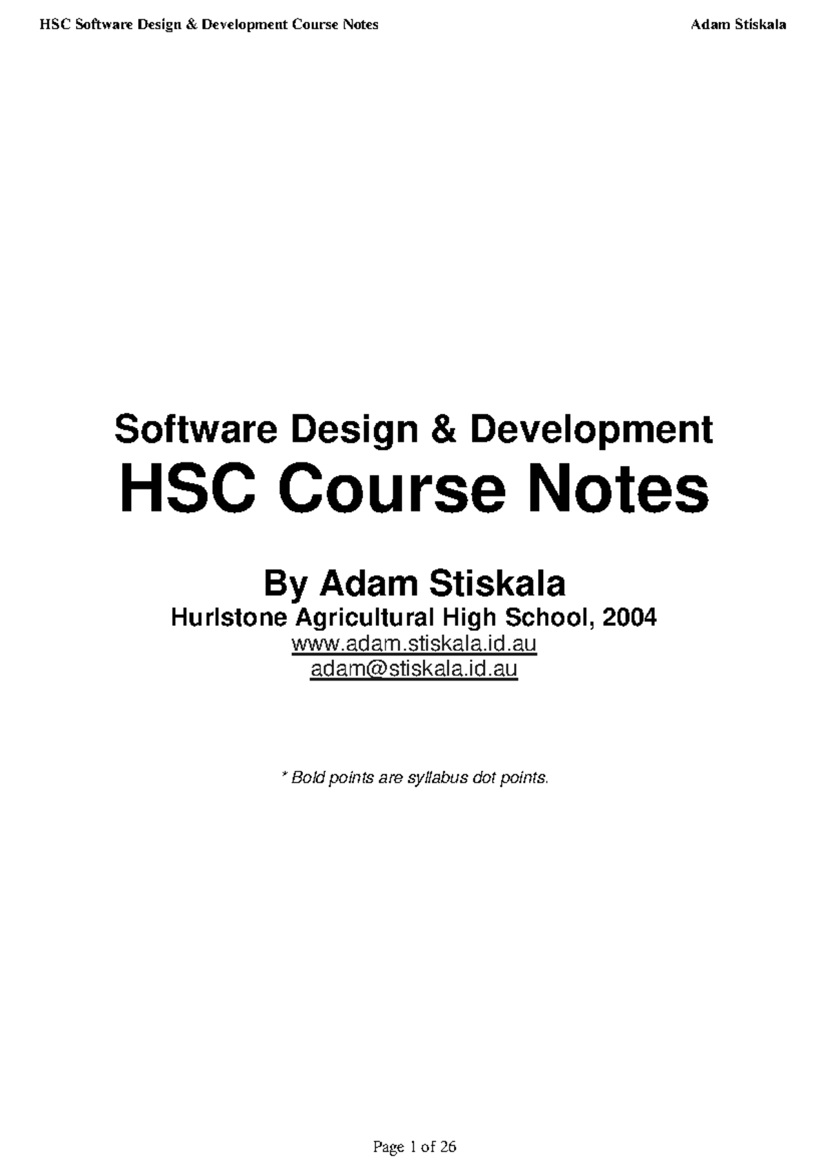 SSD Notes by Adam Stiskala - Software Design & Development HSC Course ...