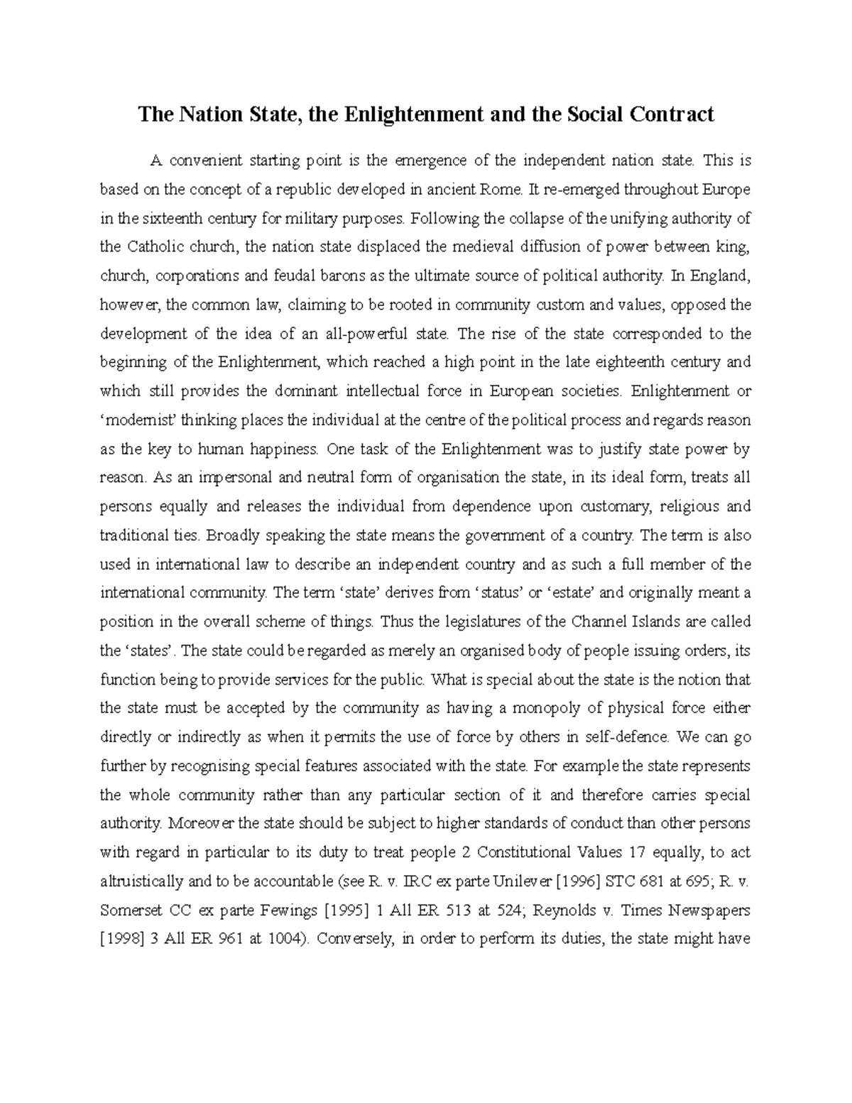 The Nation State, the Enlightenment and the Social Contract - This is ...