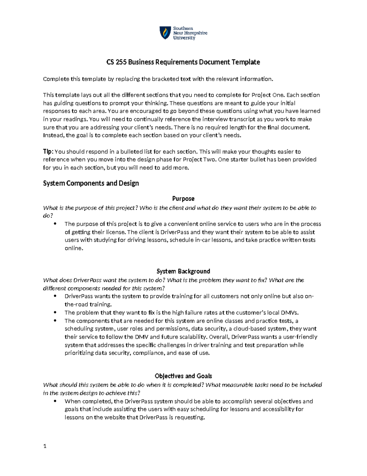 1-3 Assignment Collection Customer Requirements - CS 255 Business ...