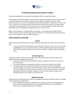 2-2 Assignment Determining Requirements - CS 255 Module Two Assignment ...