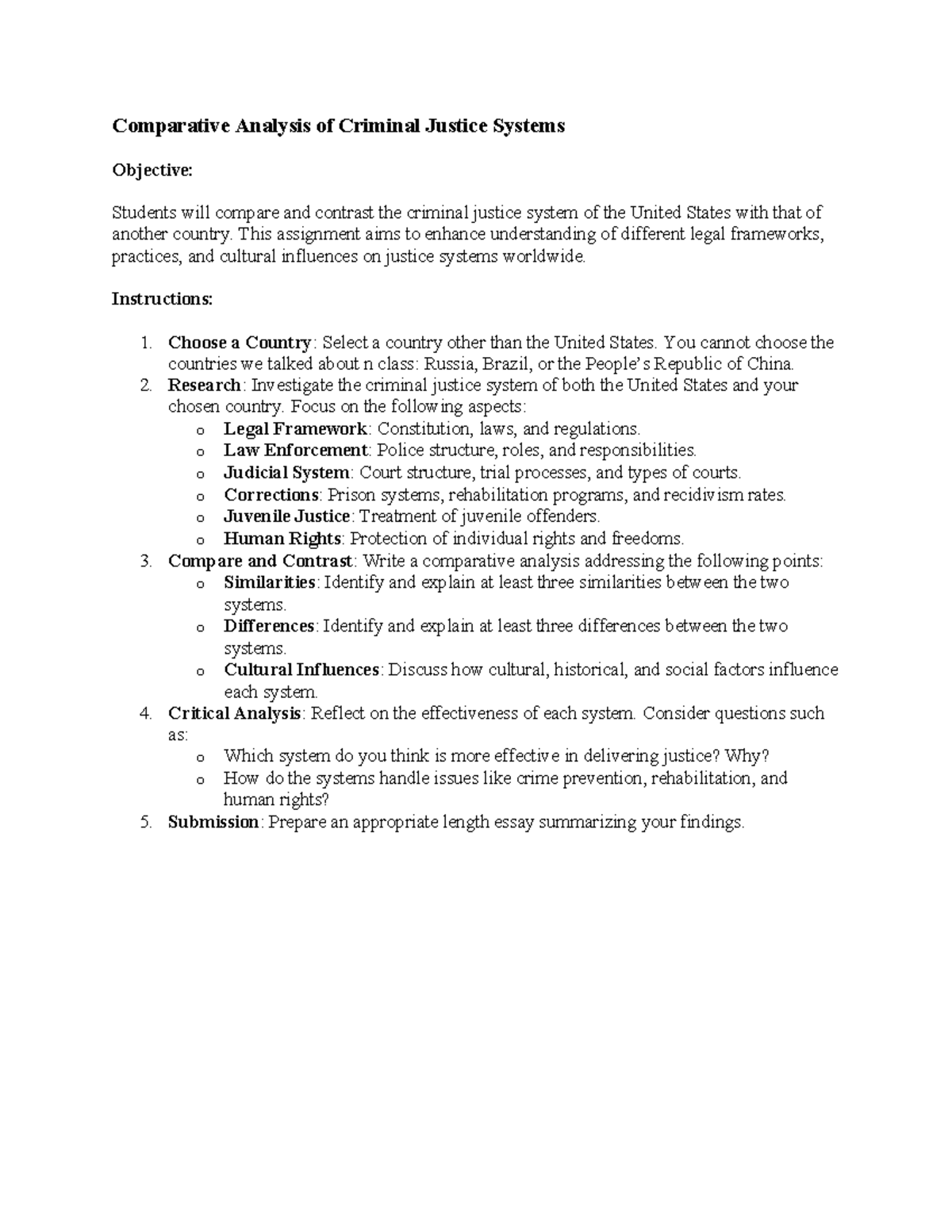 Comparative Analysis of Criminal Justice Systems - Comparative Analysis ...