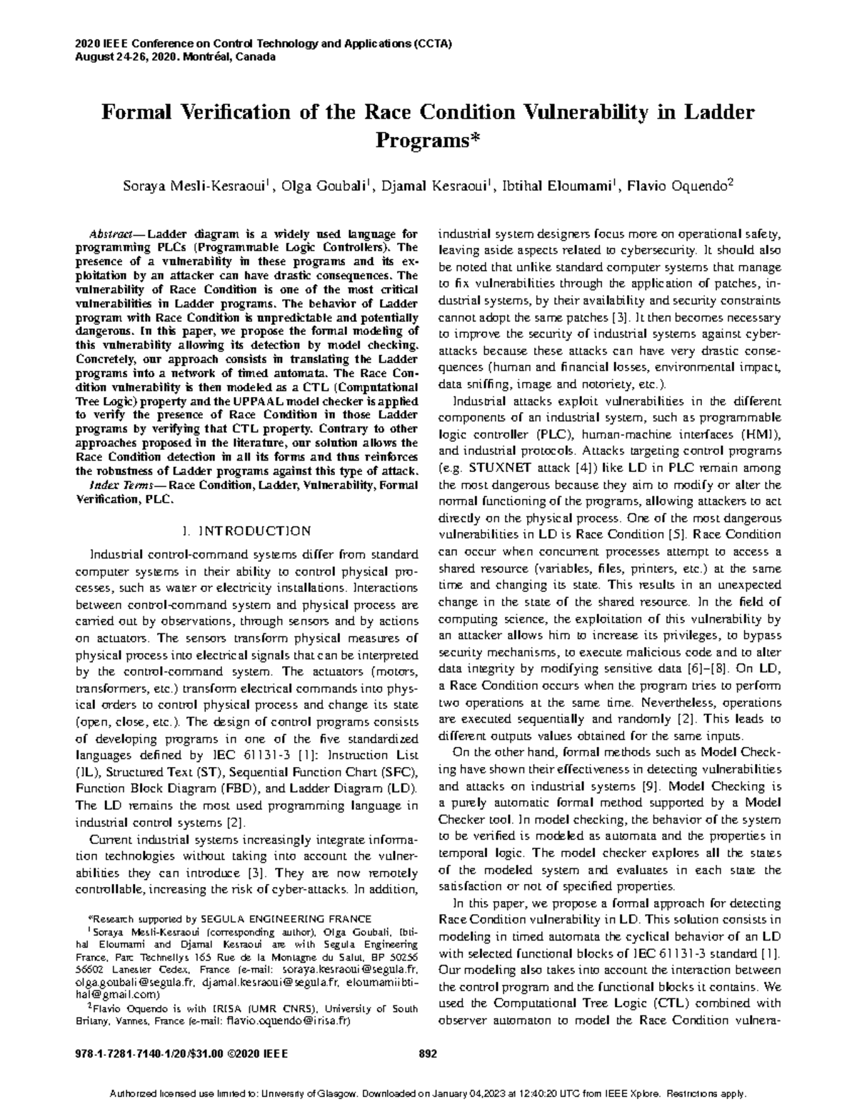 Formal Verification of the Race Condition Vulnerability in Ladder ...