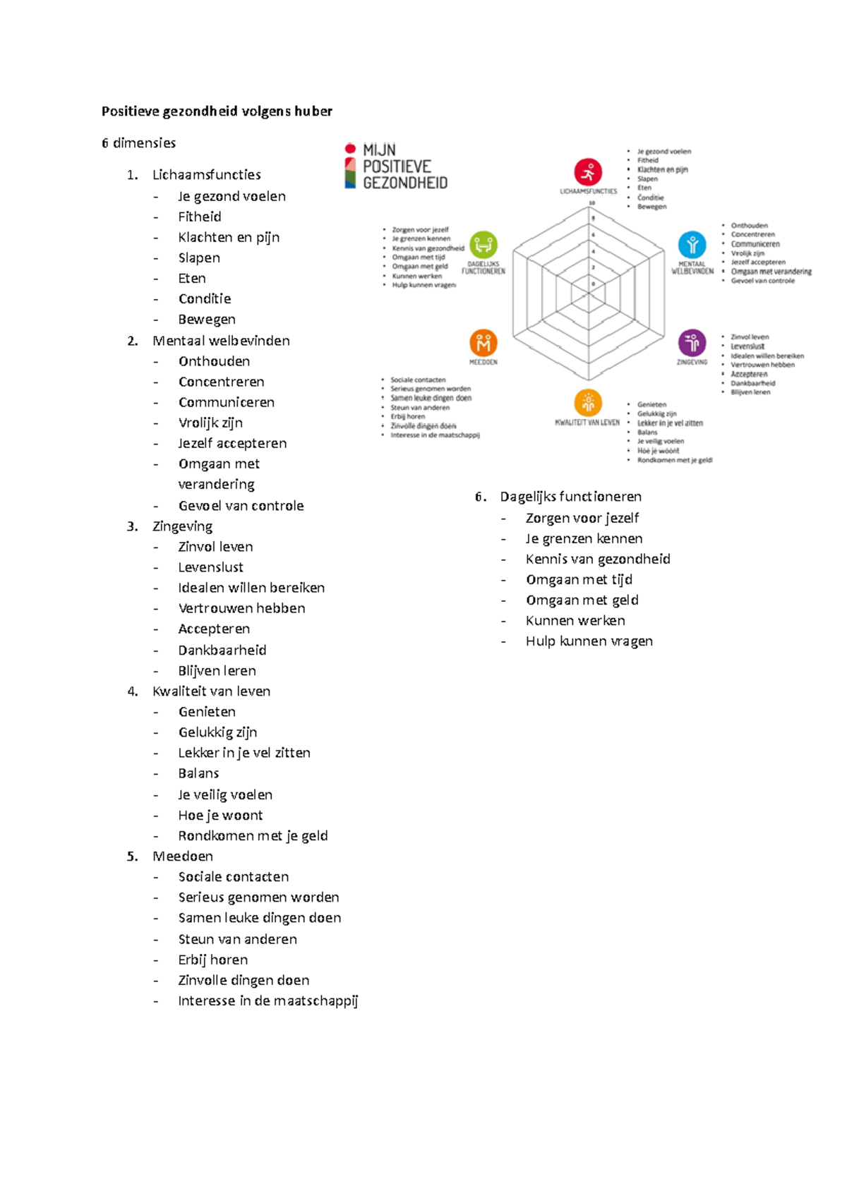 Positieve gezondheid volgens Huber - Studeersnel