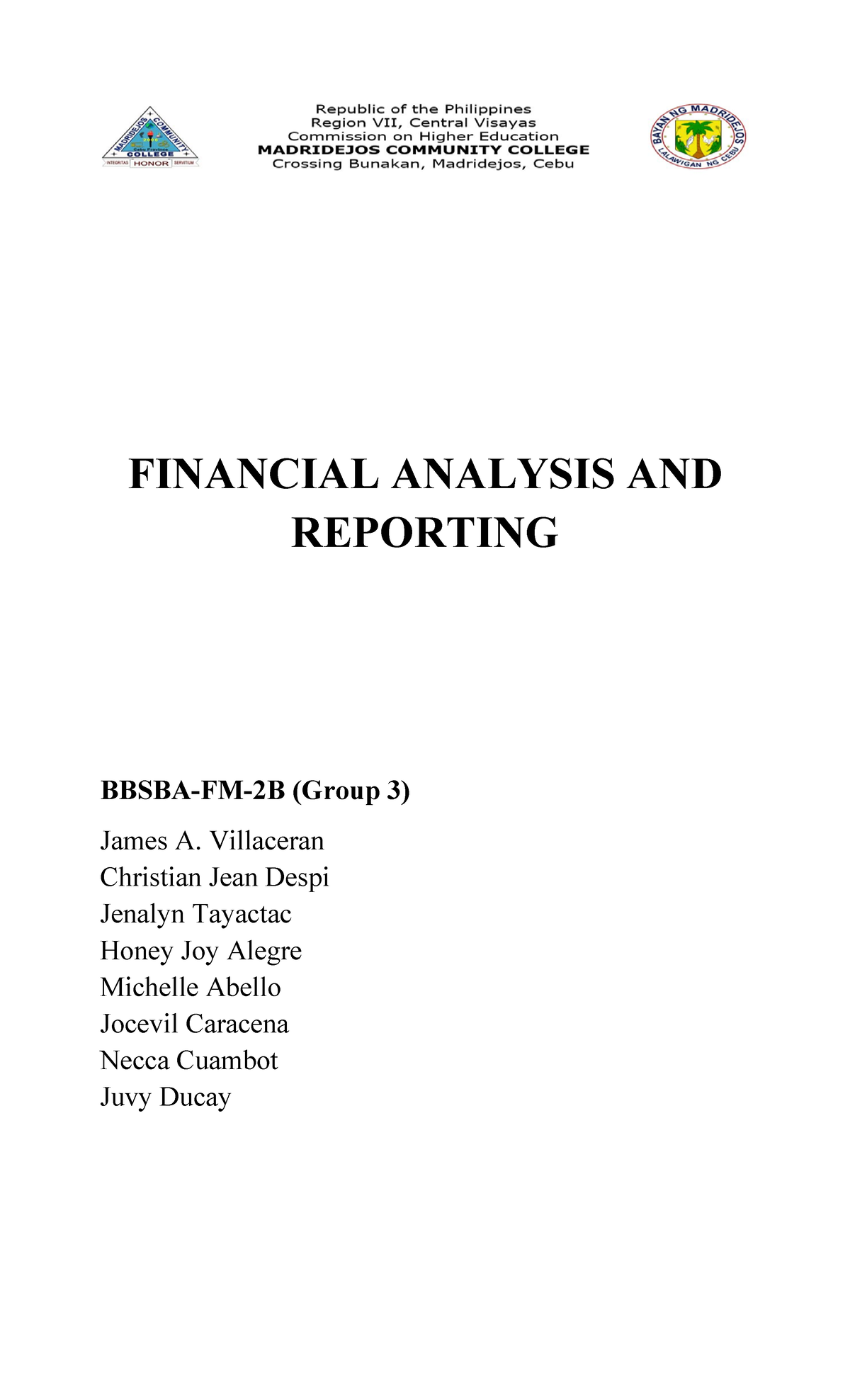 FAR-Group-3 - Small help - FINANCIAL ANALYSIS AND REPORTING BBSBA-FM-2B ...
