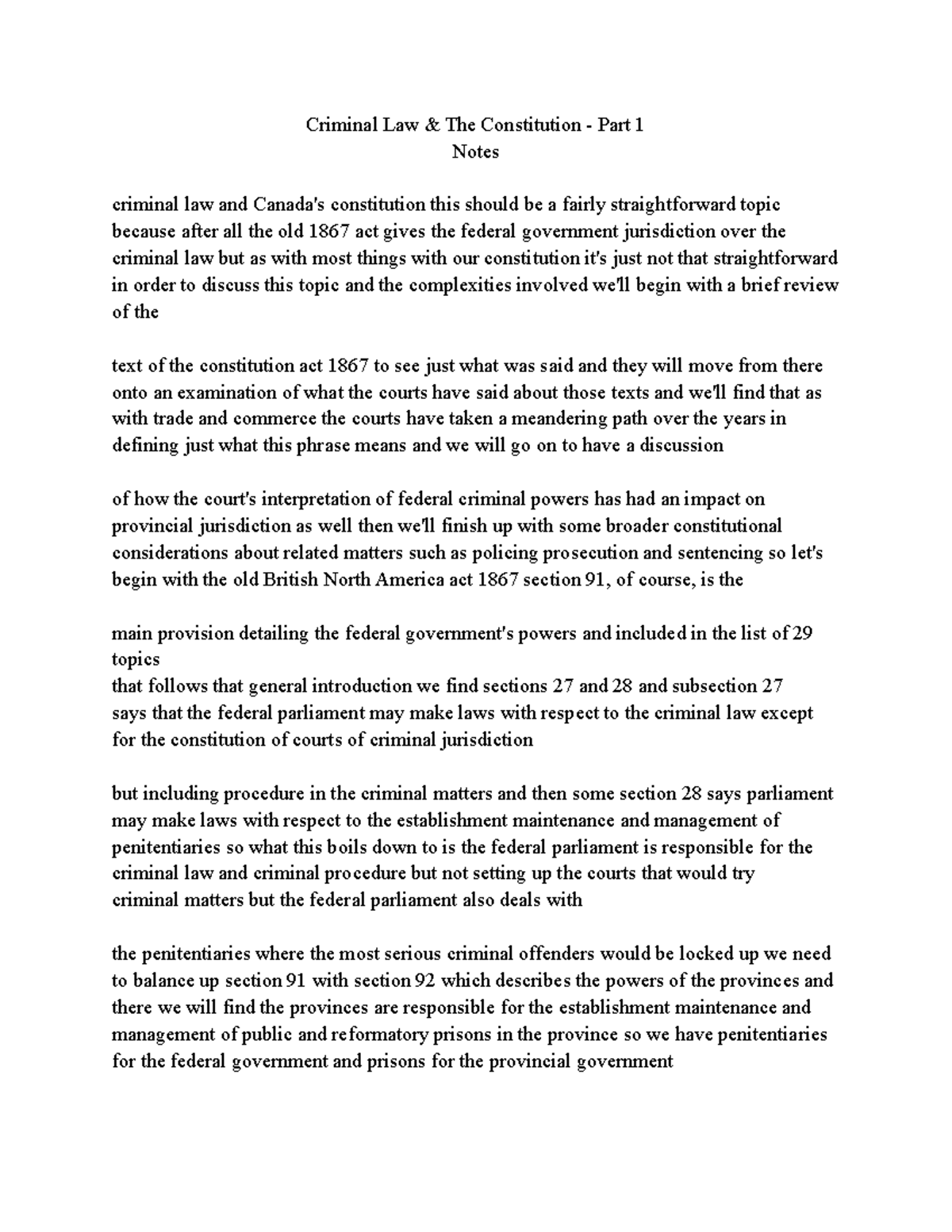 Criminal Law & The Constitution - Part 1 - Criminal Law & The ...