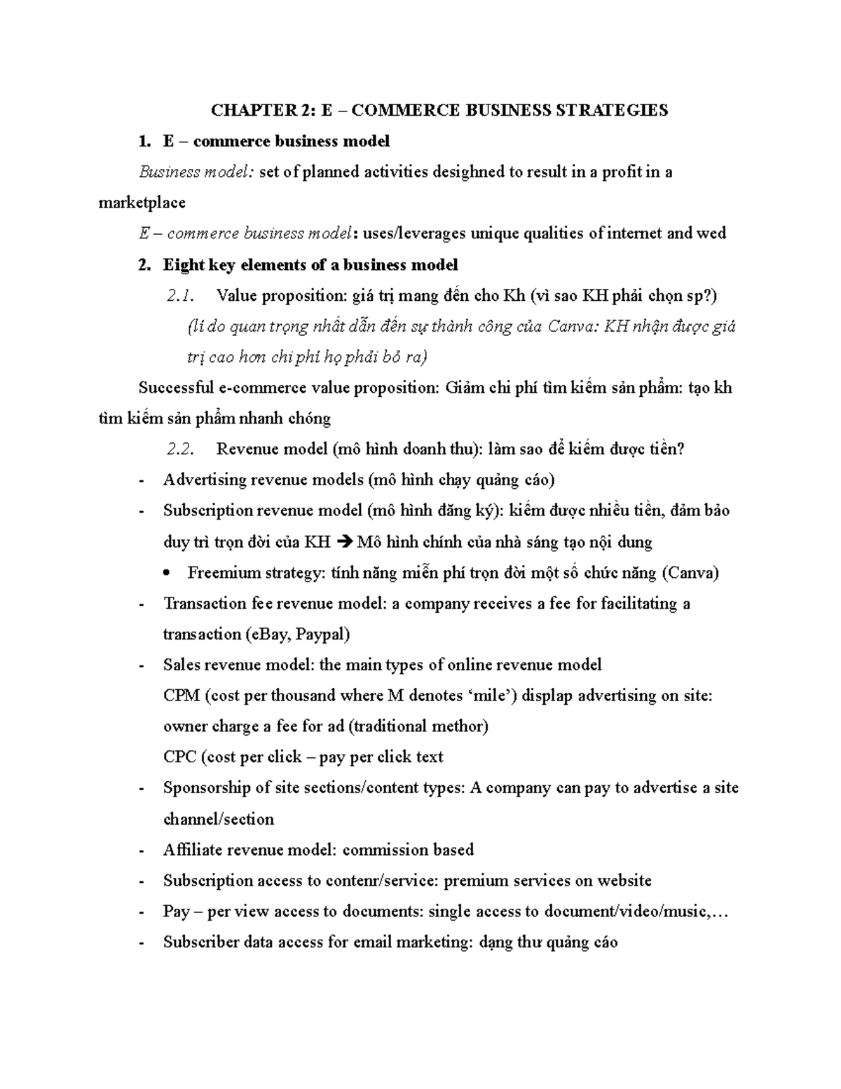 Chapter 2 - abcd - CHAPTER 2: E – COMMERCE BUSINESS STRATEGIES E ...