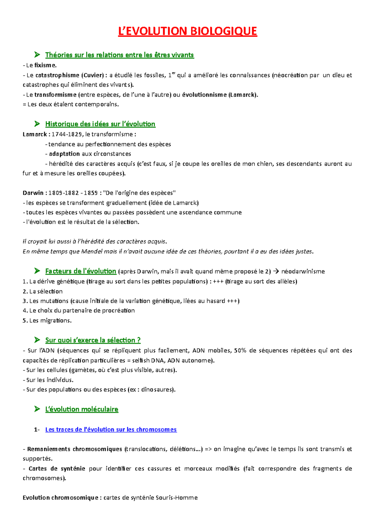10. Evolution Biologique - L’EVOLUTION BIOLOGIQUE Théories sur les ...