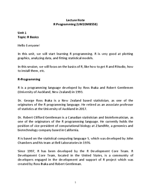 R2 notes - R Programming - PESU - Studocu