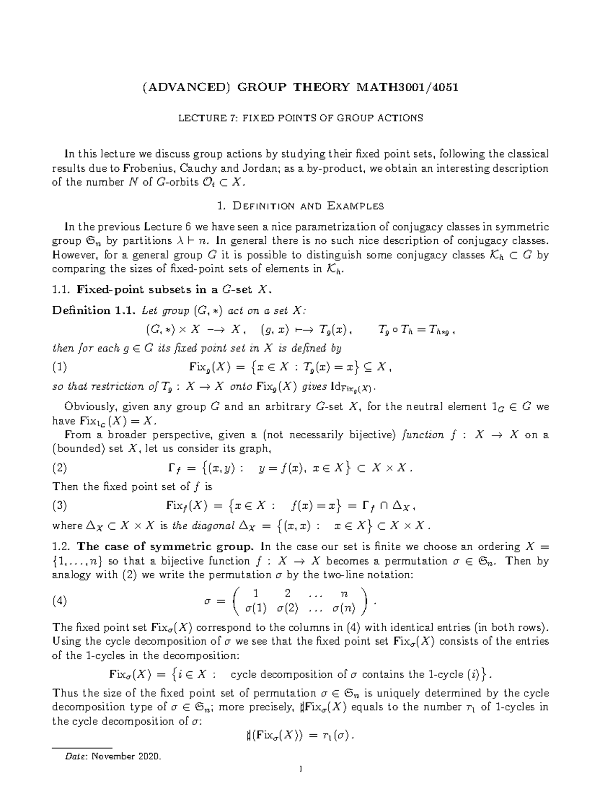 MSc level notes for the 7th week of advanced group theory - MATH4051 ...