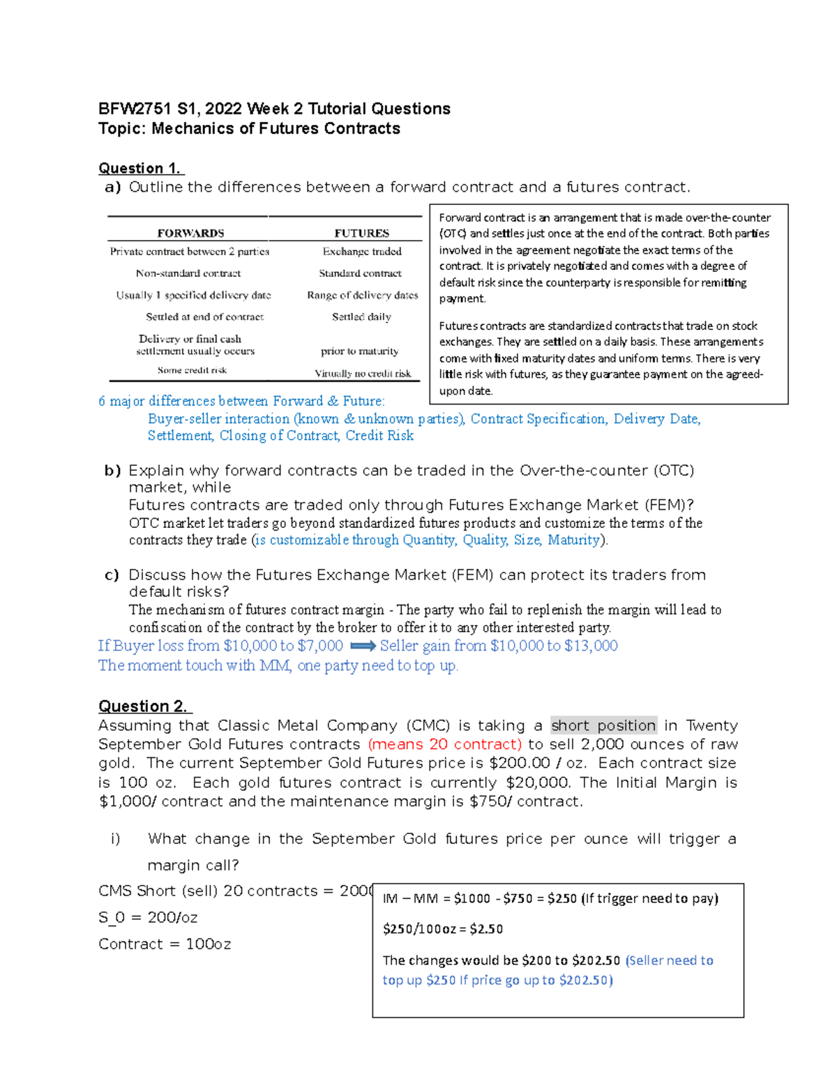 Week 2 Tutorial Question and answer 2022 - BFW2751 S1, 2022 Week 2 Tutorial Questions Topic ...