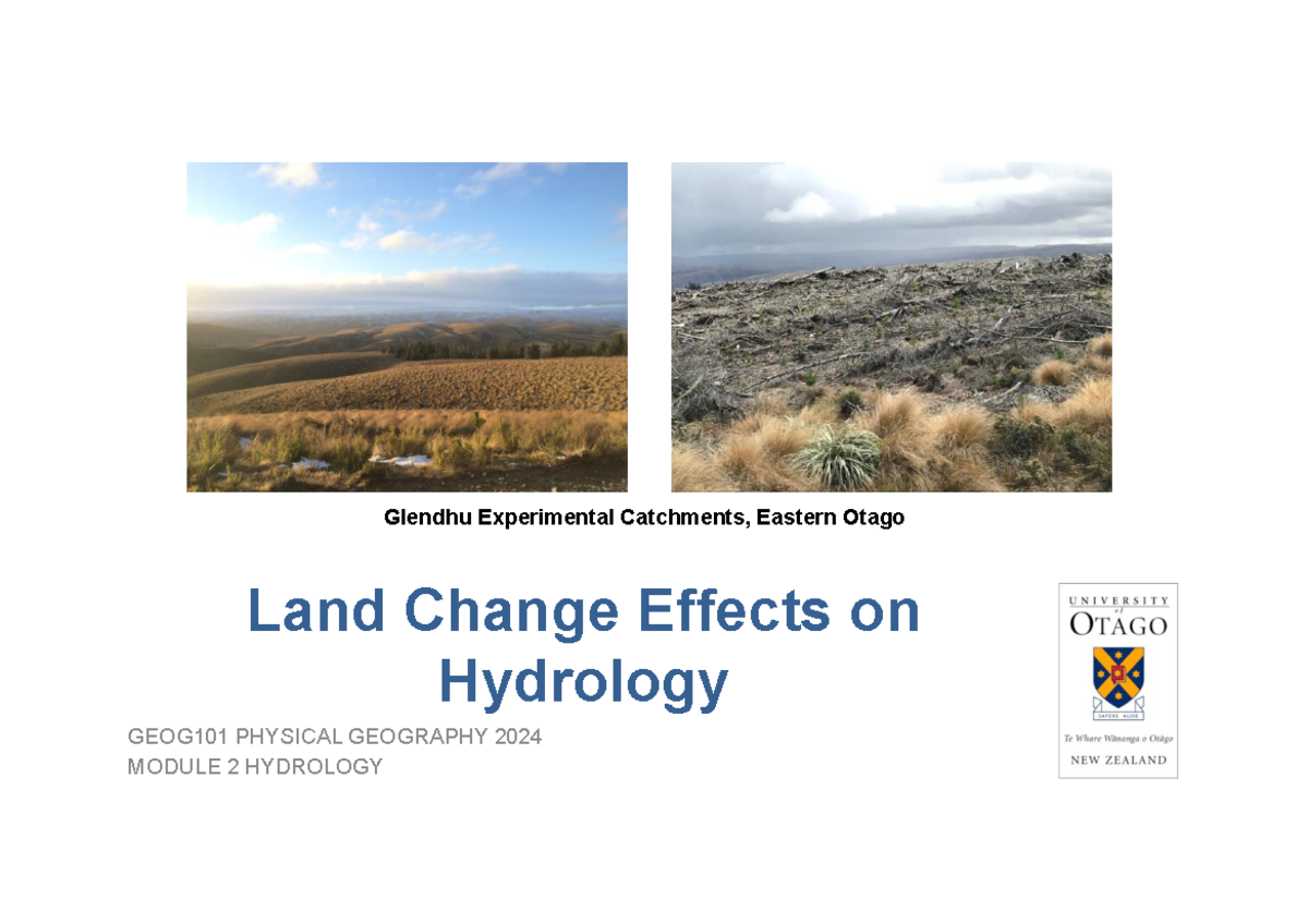 GEOG101 Lecture 05 2024 Land Use Change Effects on Hydrographs - Land ...
