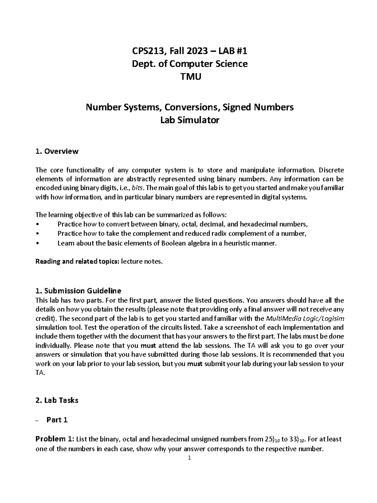 CPS213 lab1 - Notes - 1 CPS213, Fall 2023 – LAB Dept. of Computer ...