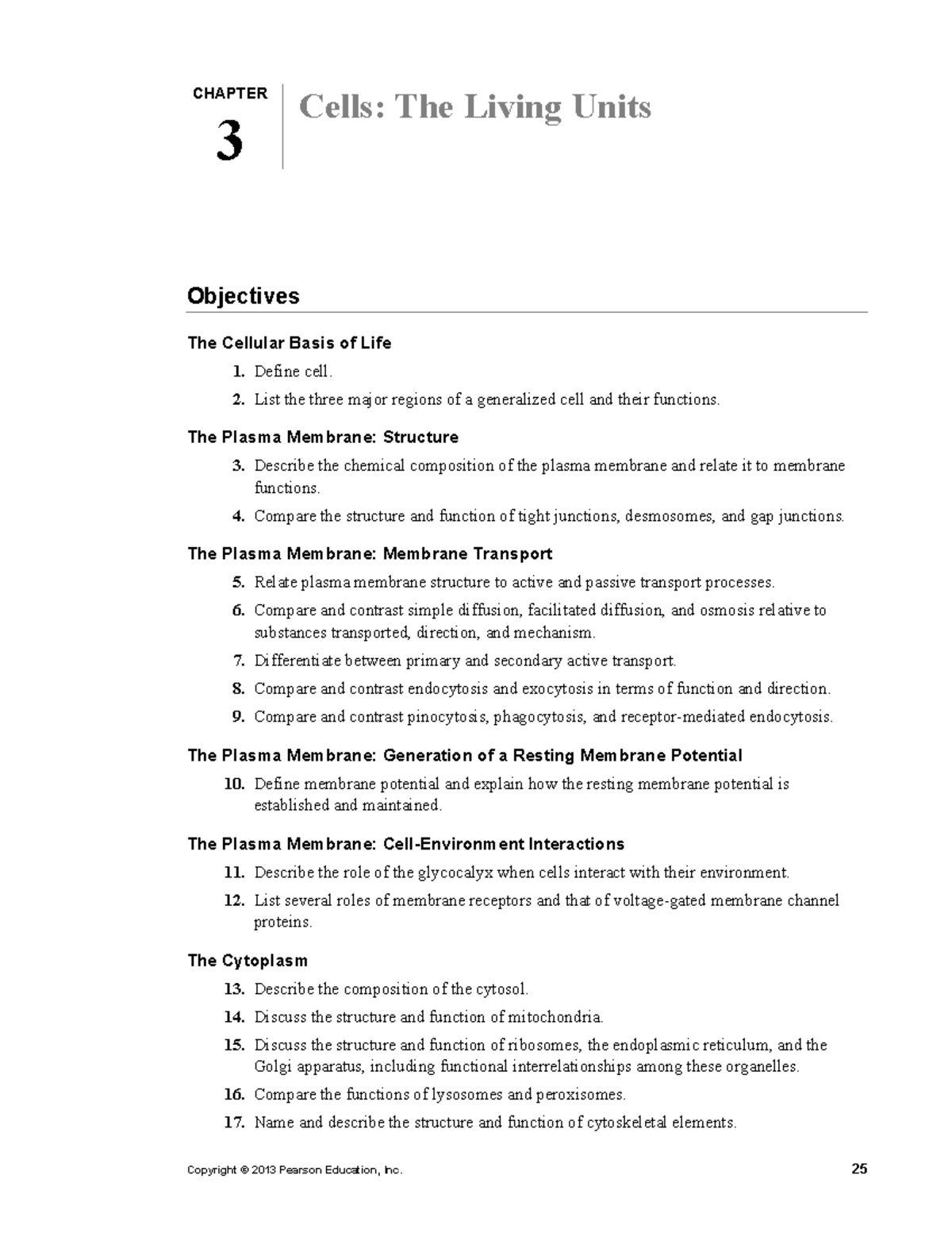 Ch 03 instructor guide - CHAPTER 3 Cells: The Living Units Objectives ...