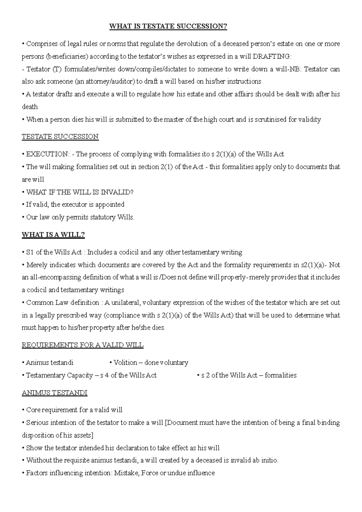Law of Succession 5 - WHAT IS TESTATE SUCCESSION? Comprises of legal ...