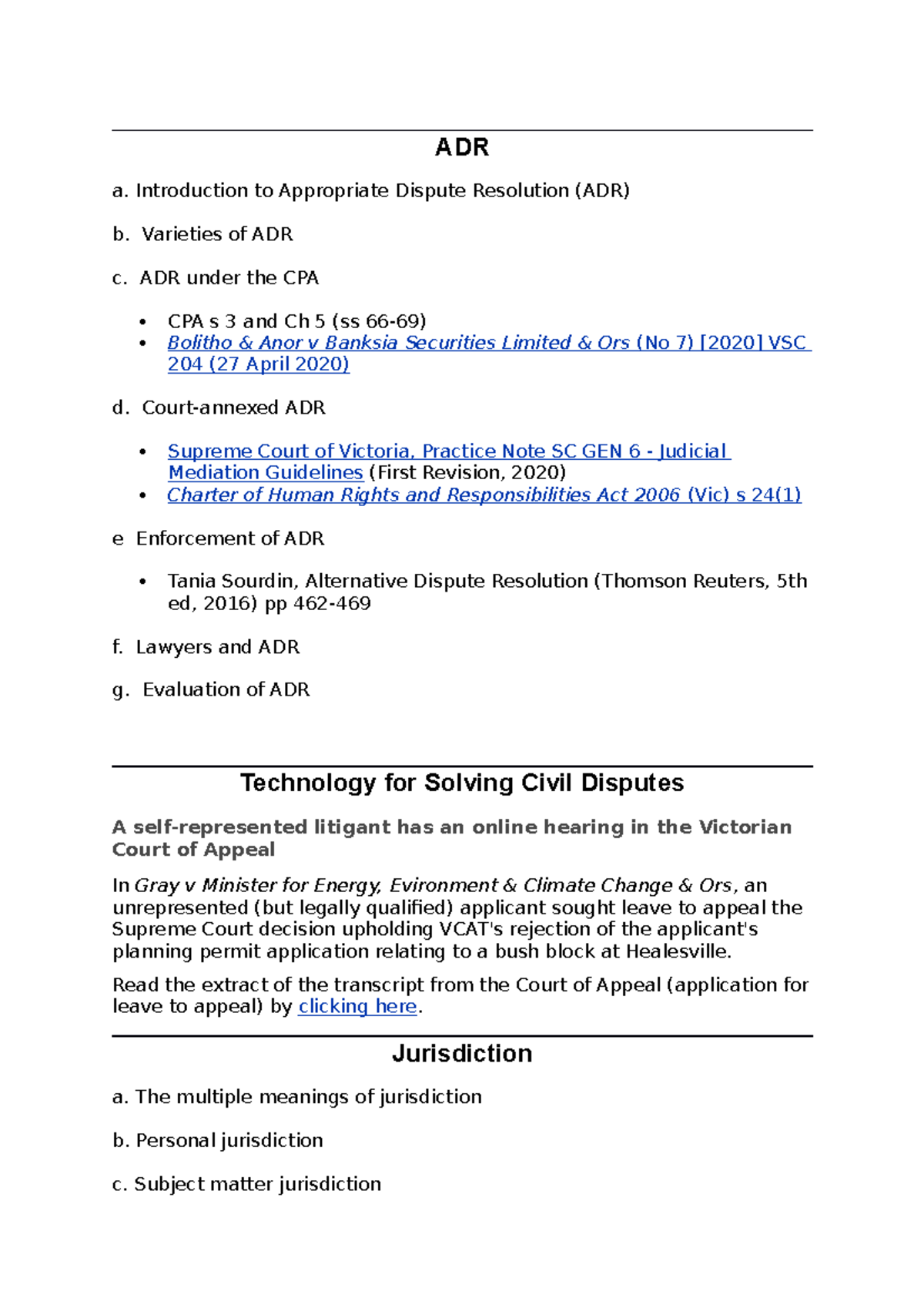 5013 Topic Guide - ADR a. Introduction to Appropriate Dispute ...