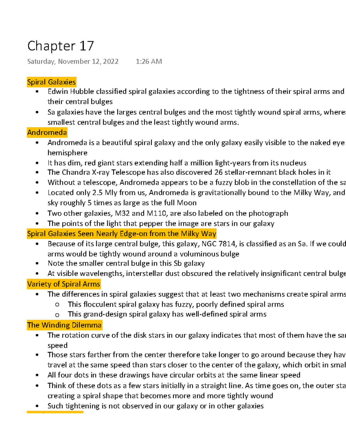 Chapter 17 - Lecture Professor Jason gilchrist - Spiral Galaxies Edwin Hubble classified spiral ...