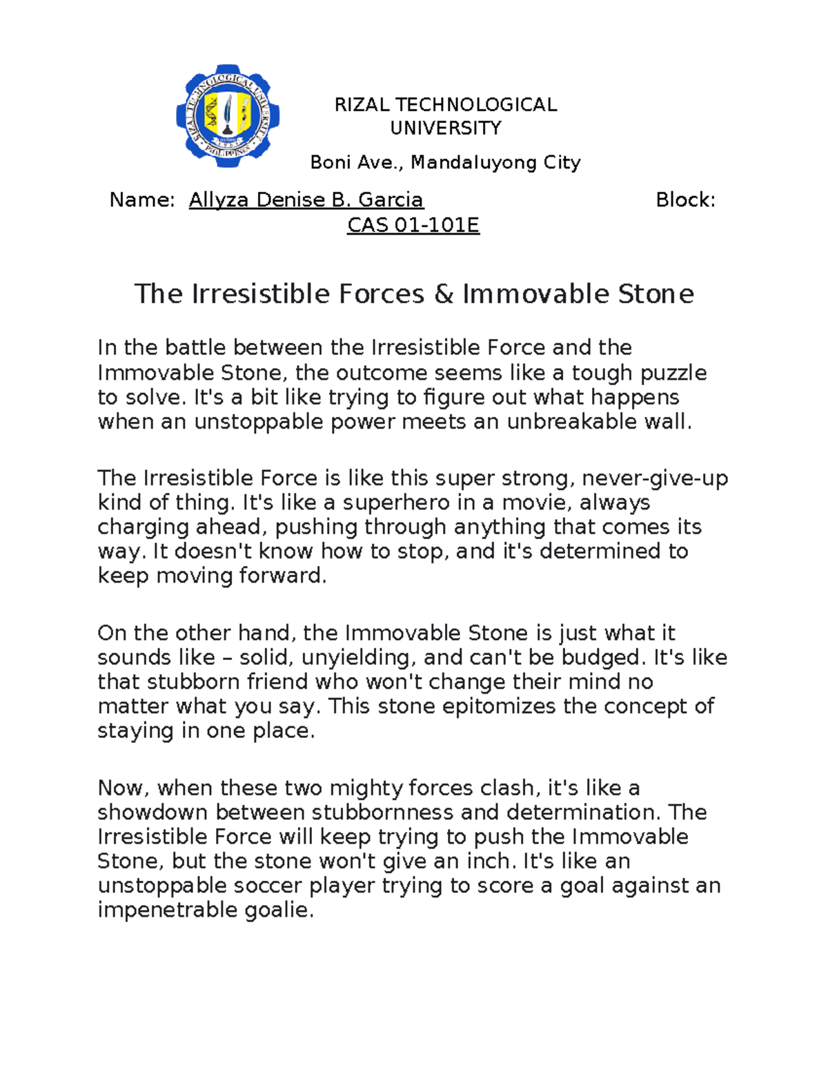Garcia, Allyza Denise B. - CAS 01-101E - Name: Allyza Denise B. Garcia ...