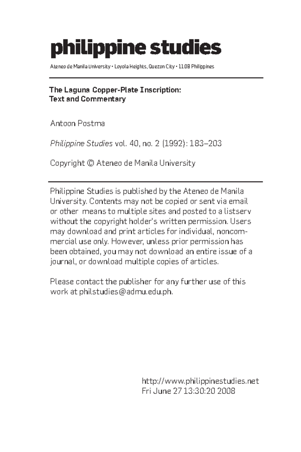 Postma - Laguna Copper Plate - philippine studies Ateneo de Manila ...
