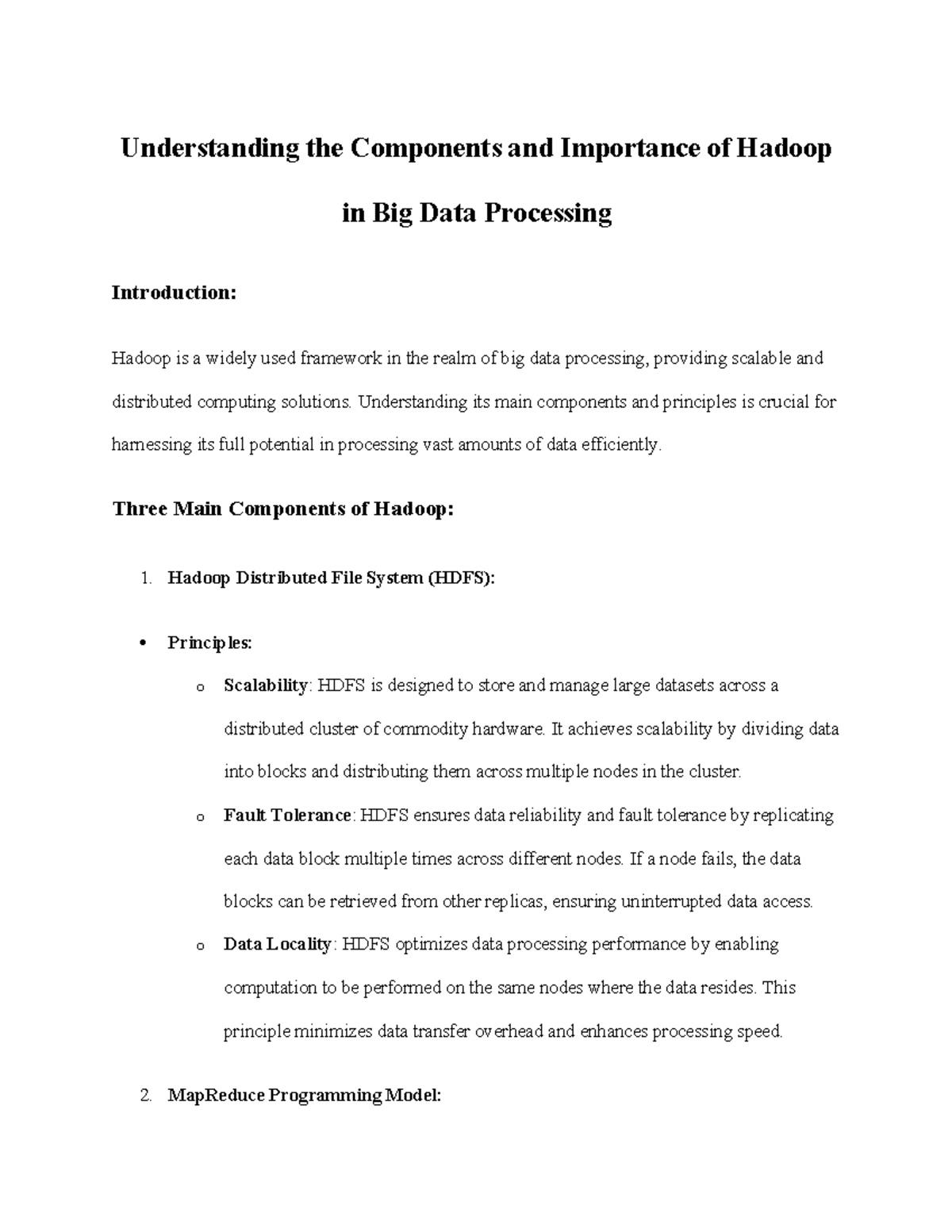 Understanding the Components and Importance of Hadoop in Big Data Processing - Understanding the ...