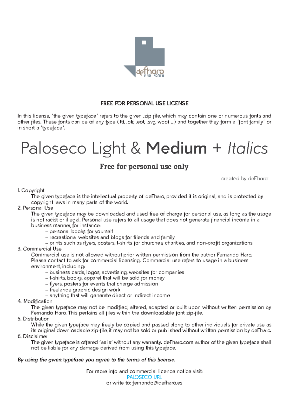 De Fharo-FREE FOR Personal USE ONLY - Copyright The given typeface is ...