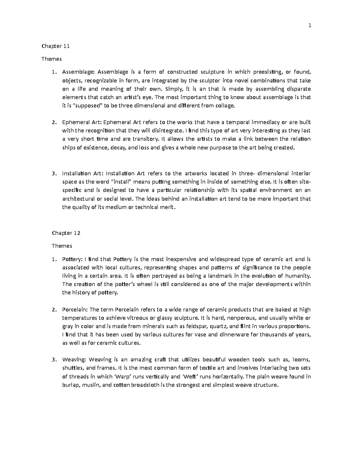 Chapter Summary 11-13 - 1 Chapter 11 Themes Assemblage: Assemblage is a ...