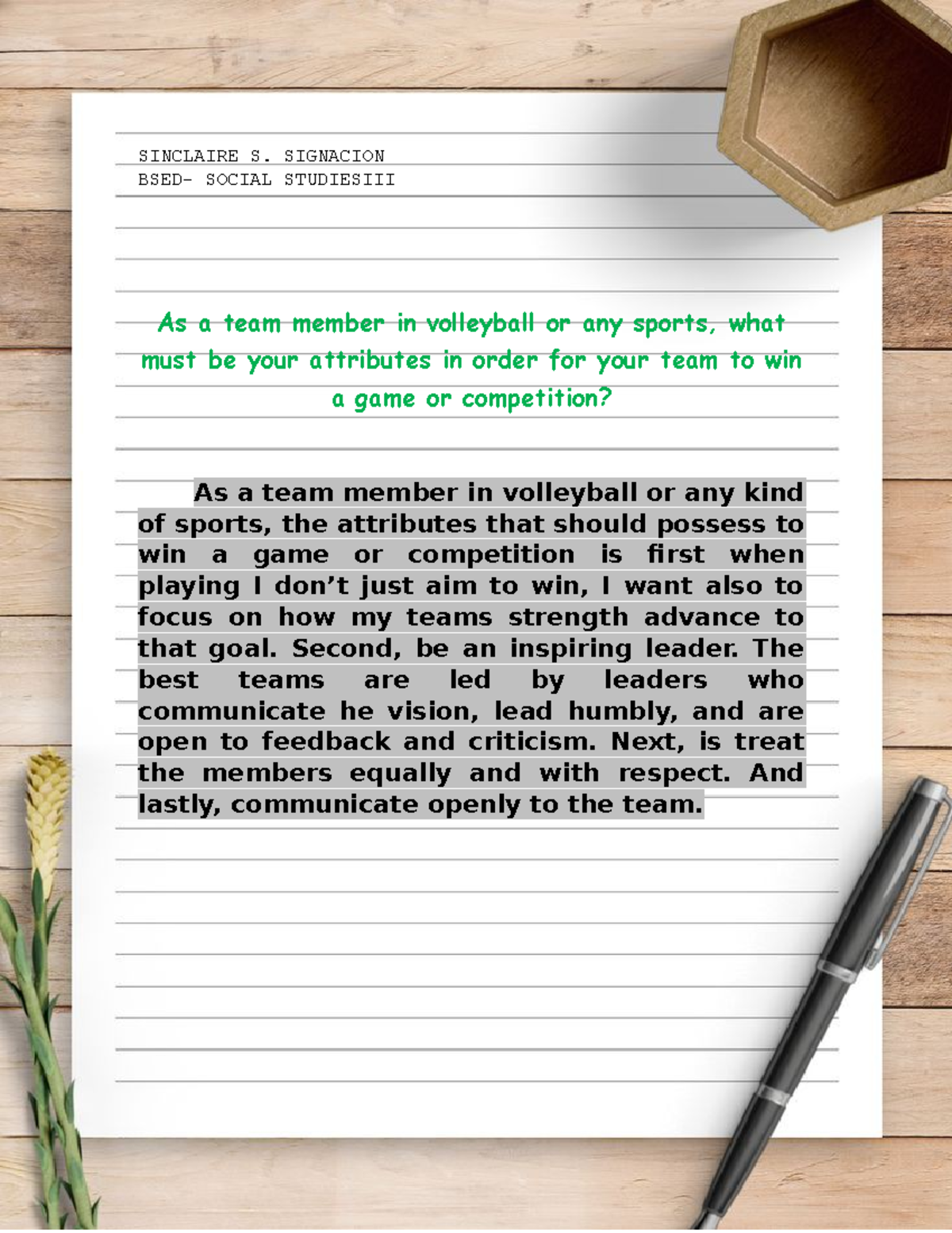 PE Class Discussion 2 - For educational purposes - SINCLAIRE S ...