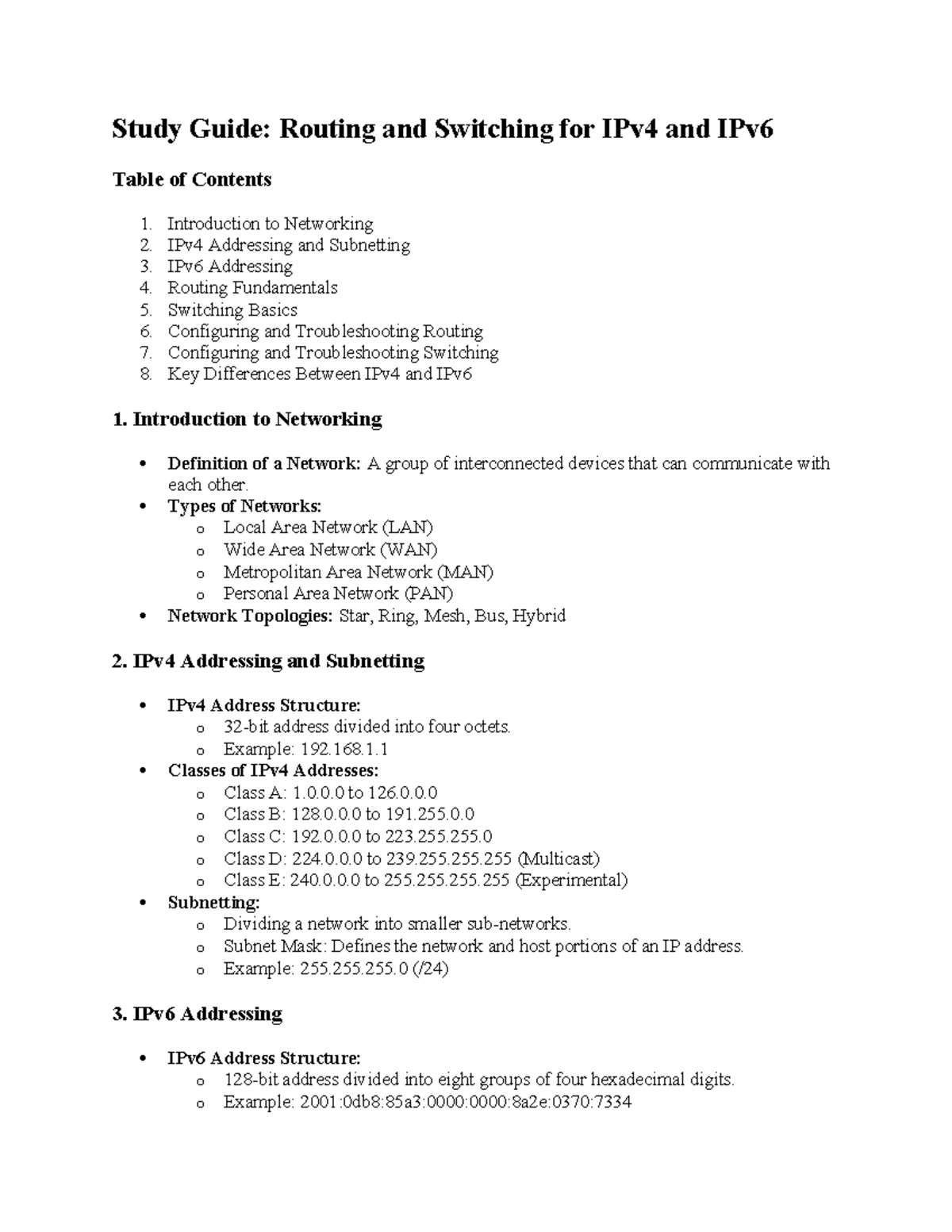 Study guide - Summary Fundamentals Routing and switching - Study Guide: Routing and Switching ...