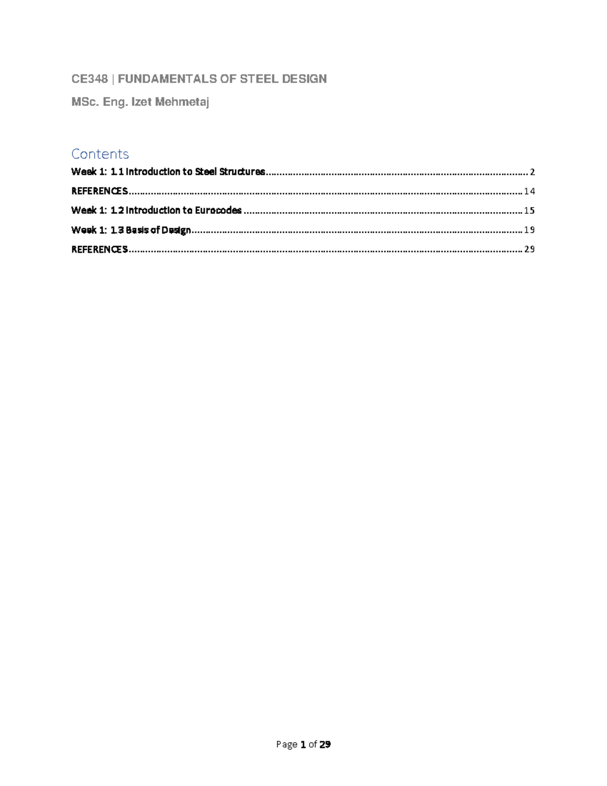 W01_Introduction to Steel Structures and Eurocodes - CE348 ...
