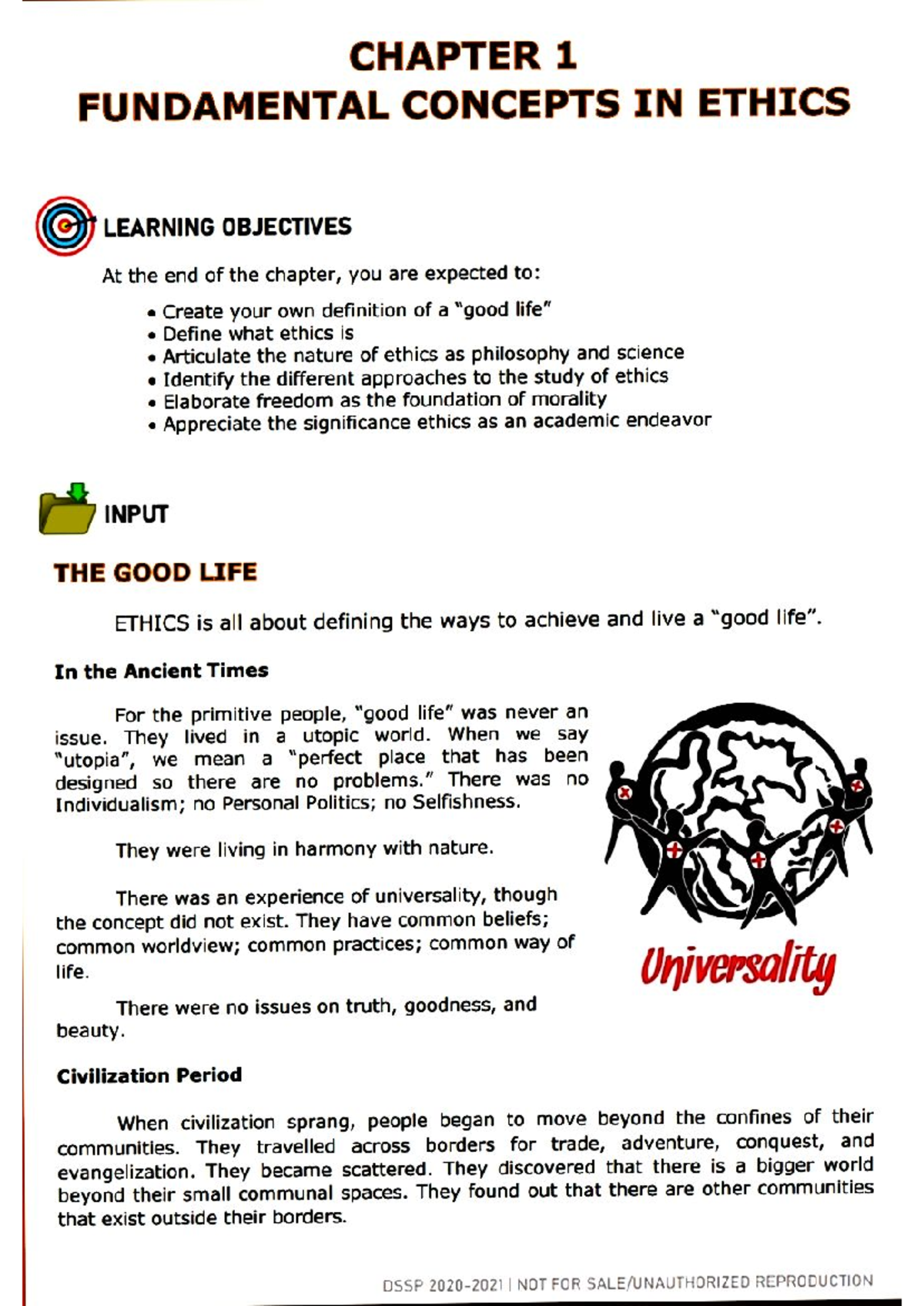 Ethics-Mon - Ethics - CHAPTER 1 FUNDAMENTAL CONCEPTS IN ETHICS LEARNING OBJECTIVES At the end of ...