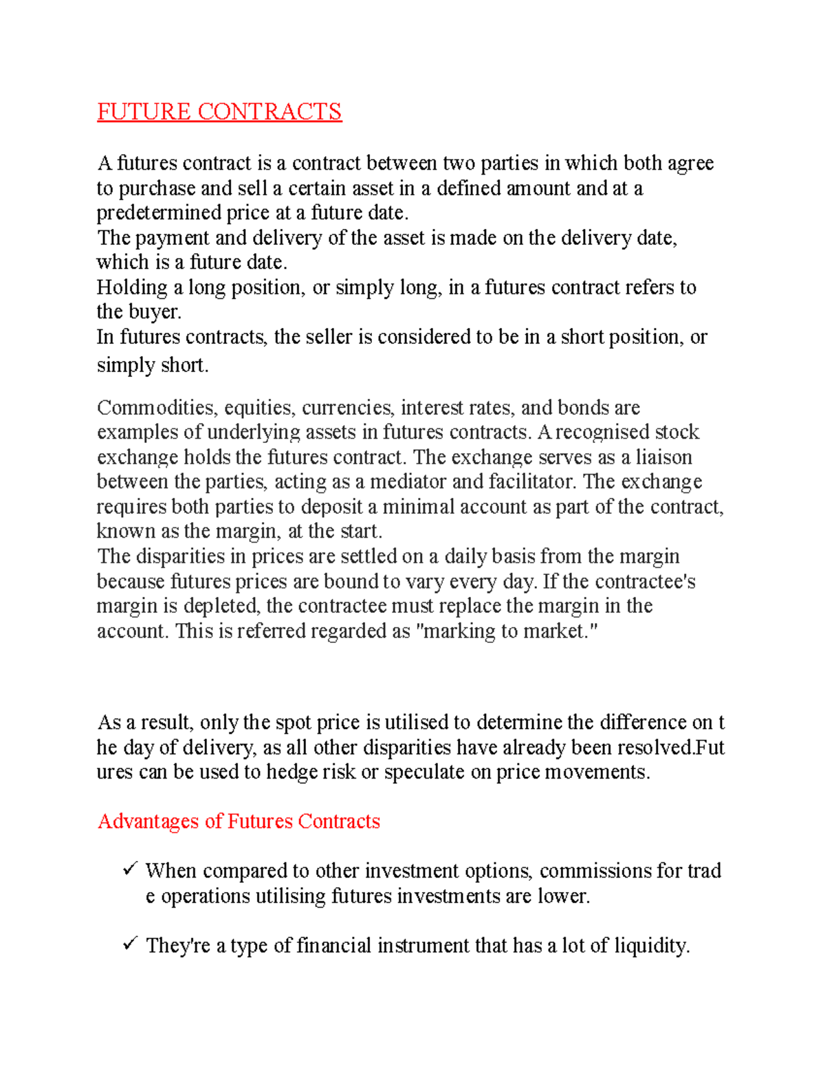 Future Contracts - Risk Management And Derivatives - UoK - Studocu