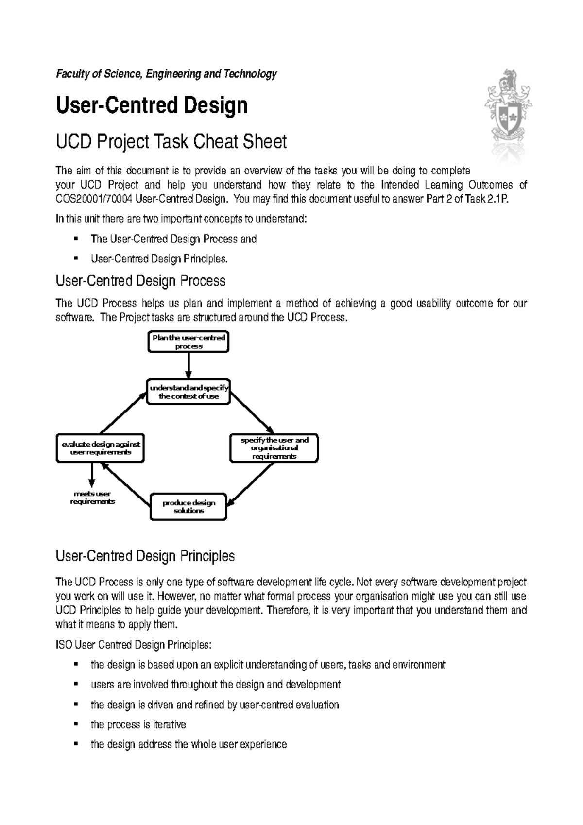 UCD Task 2.1 Cheat Sheet - Faculty of Science, Engineering and ...