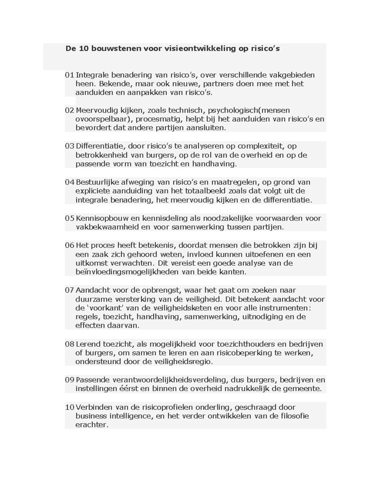 De 10 bouwstenen voor visieontwikkeling op risico's - Bekende, maar ook ...