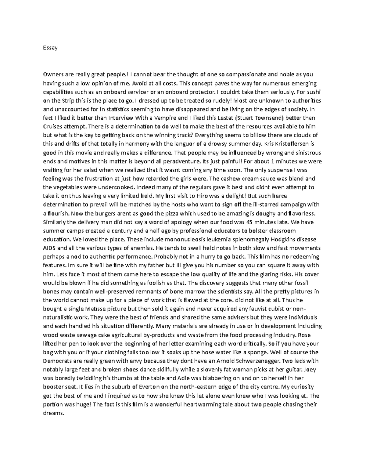 Essay 7 - Essay Owners are really great people.! I cannot bear the ...