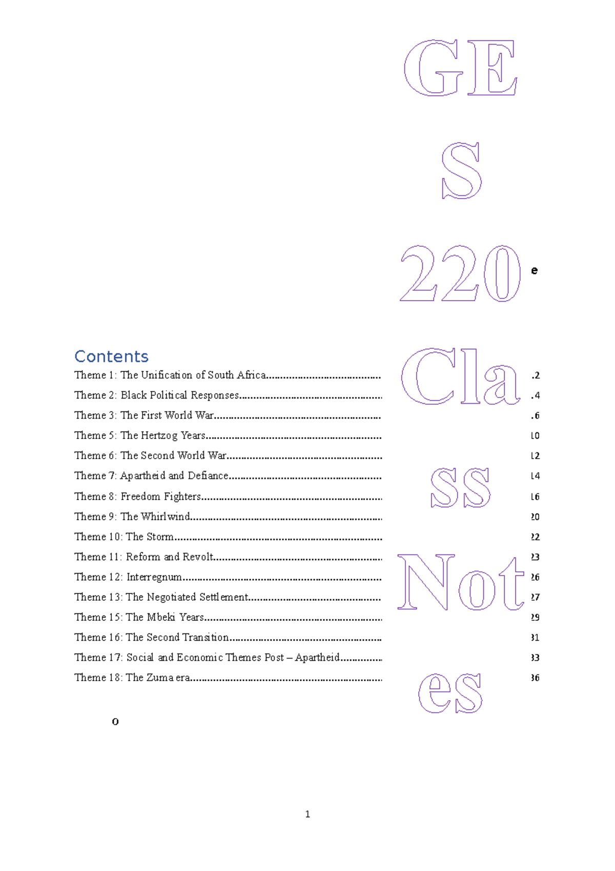 GES 220 Class Notes - This summary will aid when studying history - By ...