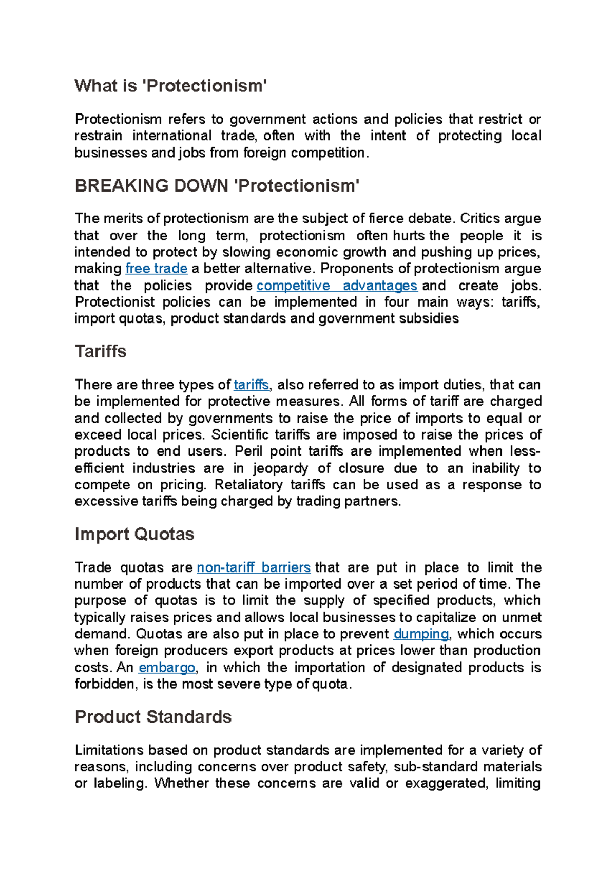 What is - this is for students - What is 'Protectionism' Protectionism ...