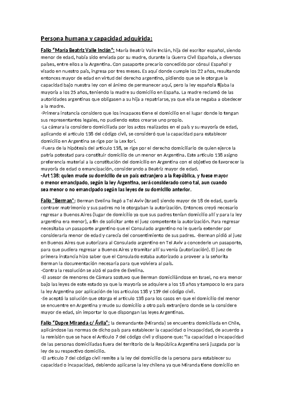 Fallos segundo pacial dipr - Persona humana y capacidad adquirida: Fallo “María Beatriz Valle ...