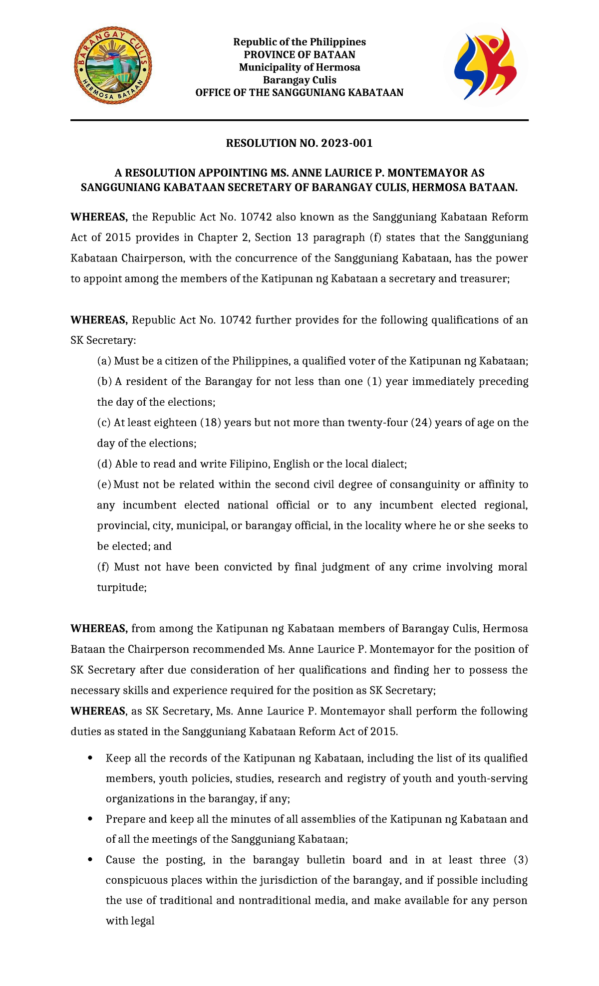 RESO-01-02 - Tap on a clip to paste it in the text box. - PROVINCE OF ...