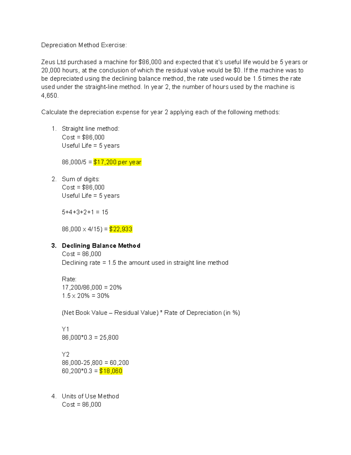 Depreciation Method Exercise - If the machine was to be depreciated ...