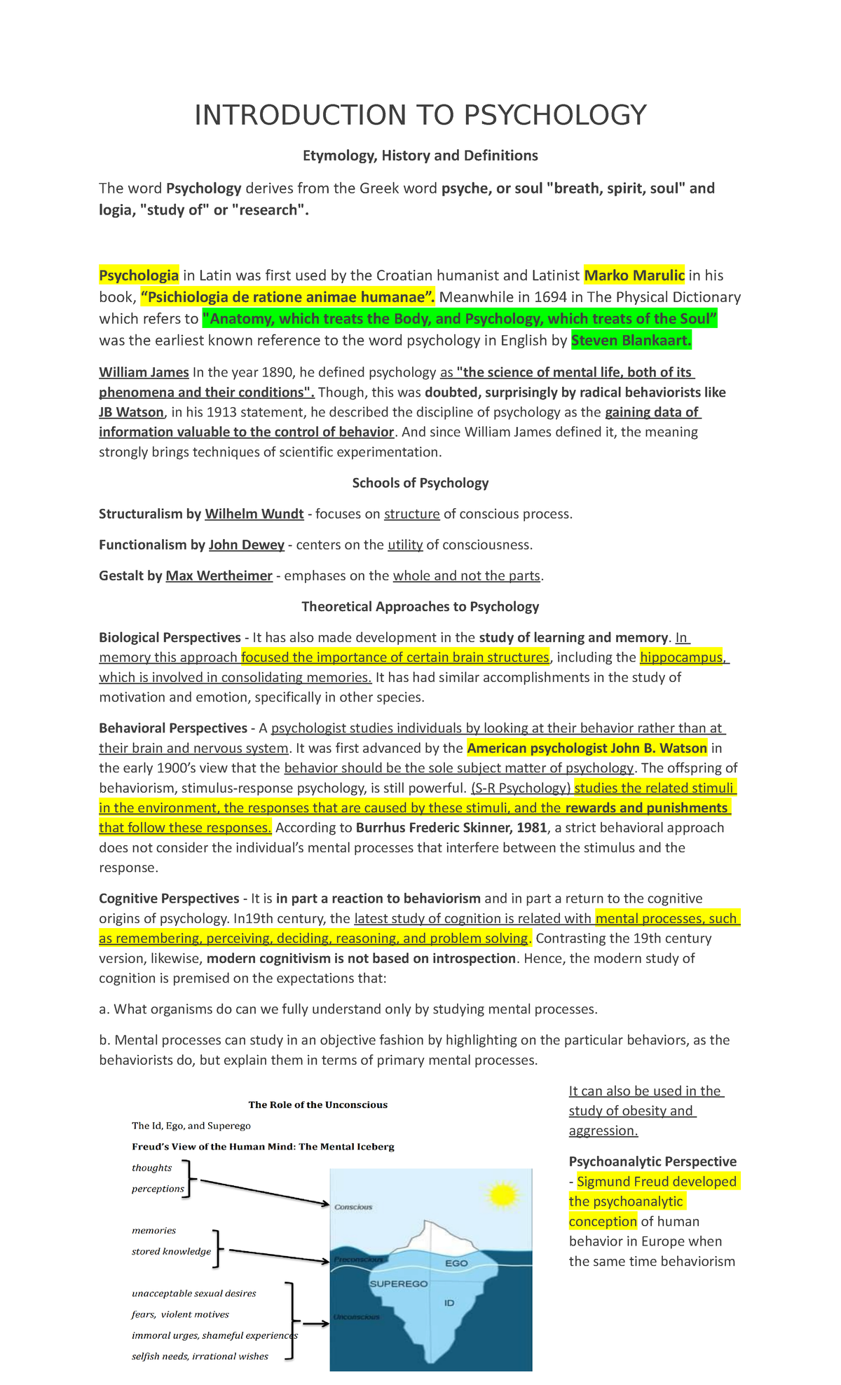 Introduction TO Psychology - INTRODUCTION TO PSYCHOLOGY Etymology ...